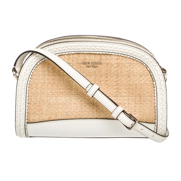 kate spade | Bags | Kate Spade White And Tan Riley Straw Dome Crossbody ...